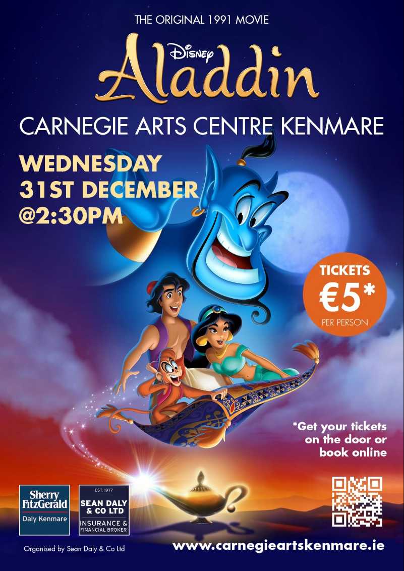 NEW YEARS EVE DISNEY MOVIE ALADDIN – Carnegie Arts Centre Kenmare